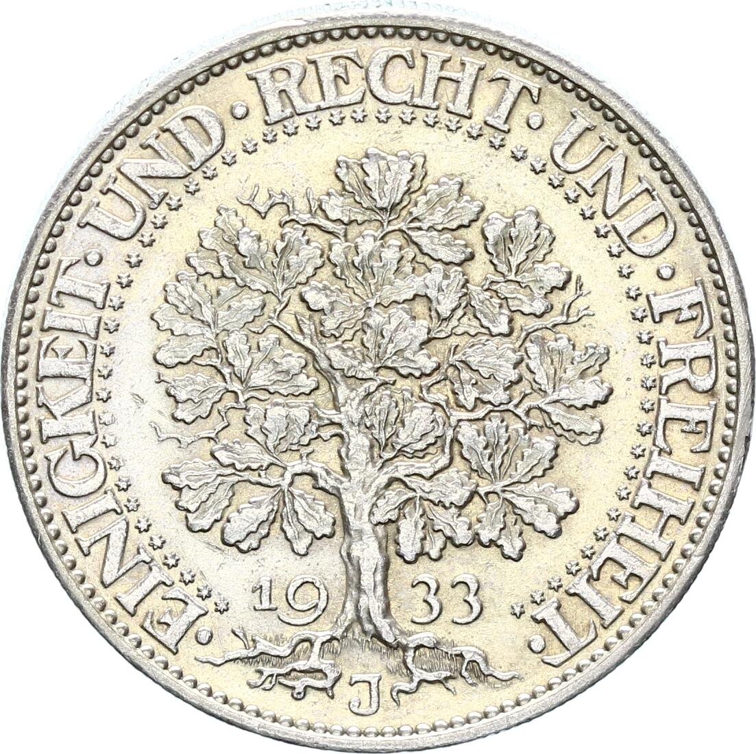 Weimarer Republik 5 Reichsmark 1933 J Eichbaum Silber vz+ Jä, 5.214,99